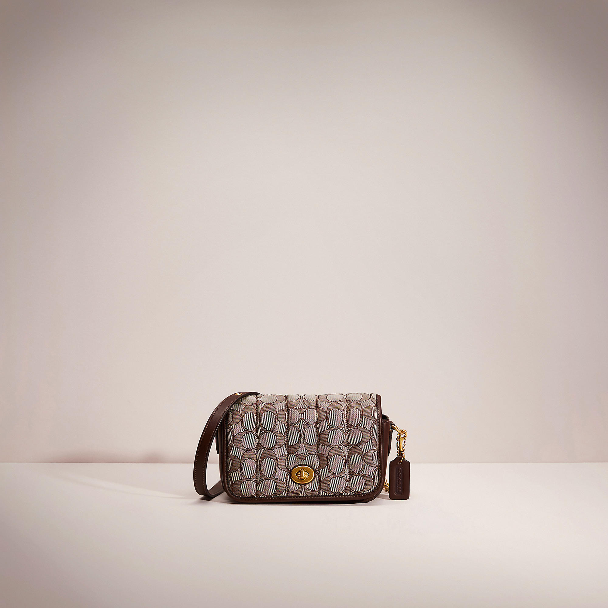 Coach Restored Dinky 18 In Signature Jacquard With Quilting